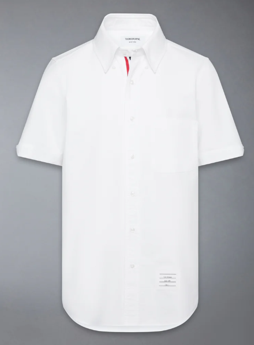 STRAIGHT FIT BUTTON DOWN SHORT SLEEVE SHIRT W/ CF GG PLACKET IN OXFORD